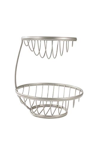 Spectrum Diversified Ashley 2 Tier Server Serving Basket Fruit Bowl & Produce Snack Display Stand, Medium, Chrome