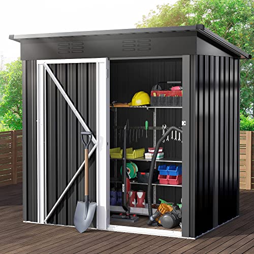 DWVO Outdoor Storage Shed 5x3FT, Heavy Duty Metal Tool Sheds Storage House with Single Lockable Door & Air Vent for Garden, Patio, Lawn to Store Bikes, Trash Bins, Tools, Lawnmowers,Dark Gray
