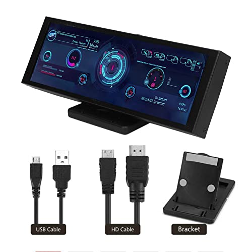 ciciglow PC CPU Computer Monitors, 7.9 Inch IPS Computer Temp Monitor, 1280x400 Resolution, Support Sreen Switch and 360 Degree Rotation, for RasPi, for Linux, for Windows