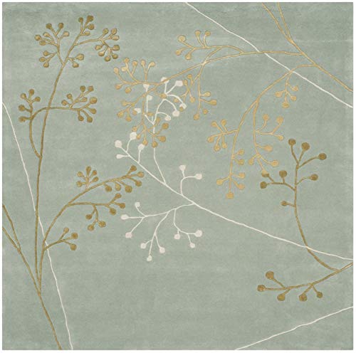 SAFAVIEH Soho Collection 8' Square Light Blue SOH305A Handmade Premium Wool Area Rug
