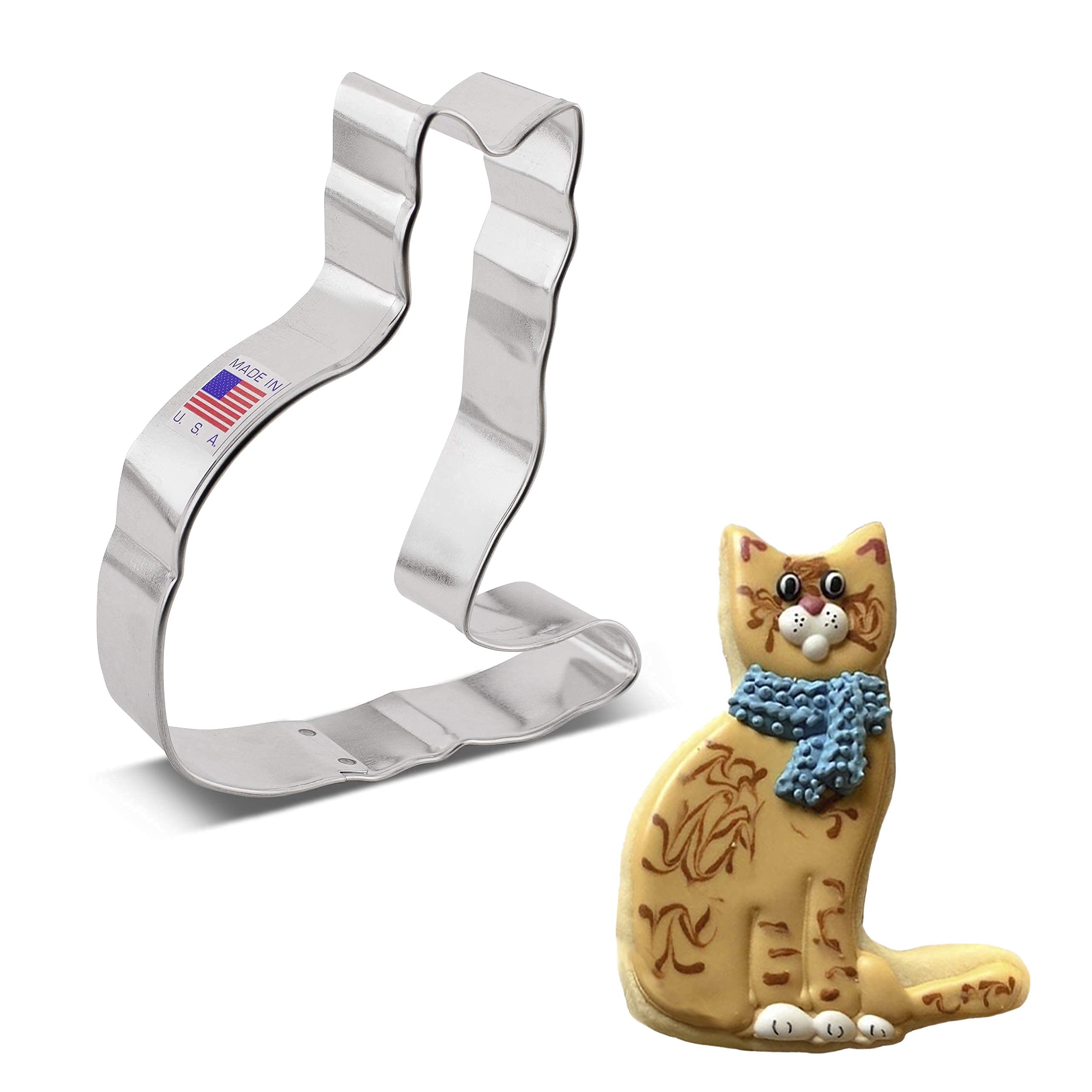 Curled Cat Cookie Cutter 4.25" Made in USA by Ann Clark