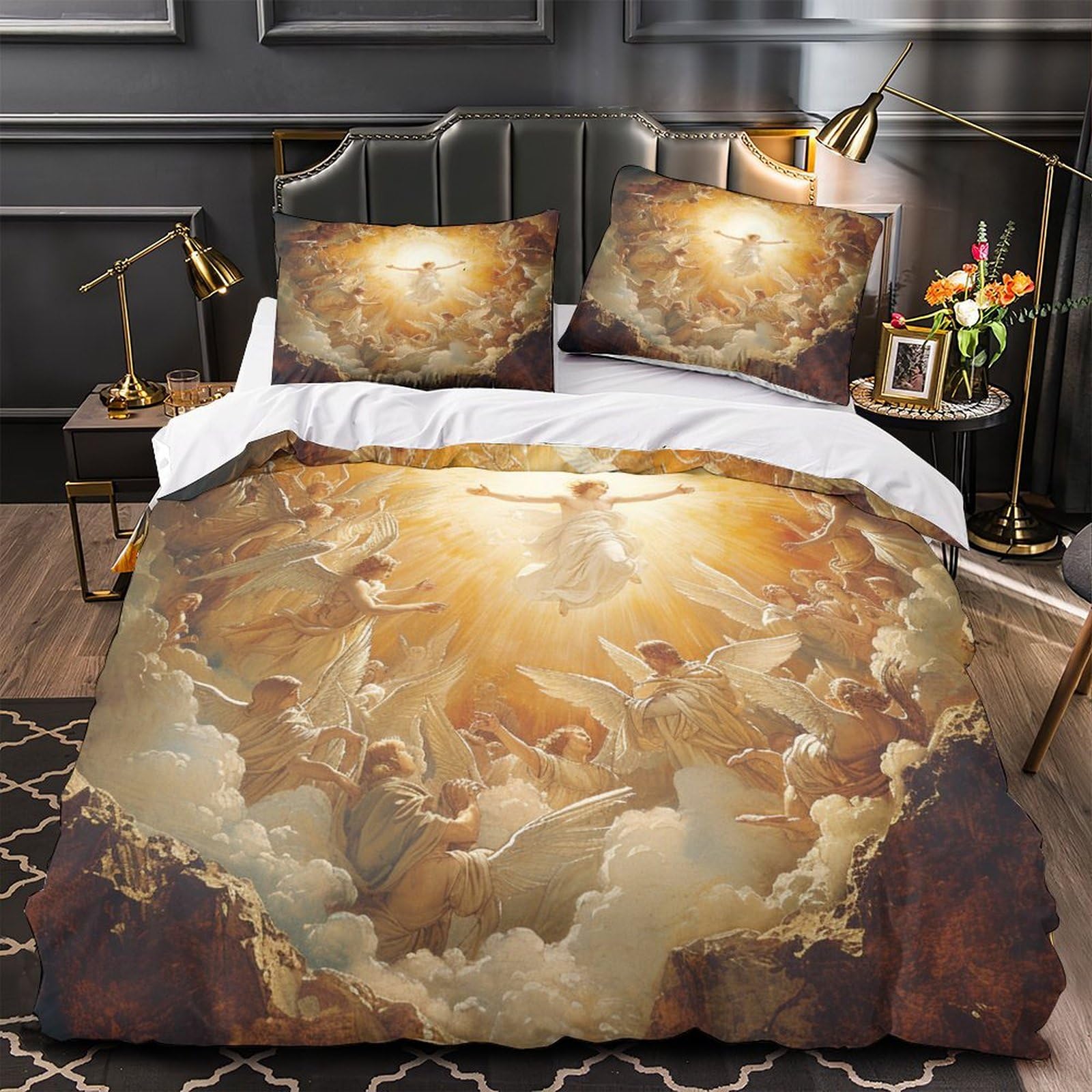 EVMILA Jesus Bedding Set Quilt Cover 3D Printed Duvet Cover Comforter Covers for Childrens and Adults 3 Pieces Microfiber with Pillowcases with Zipper Closure Queen(228x228cm), Style-7