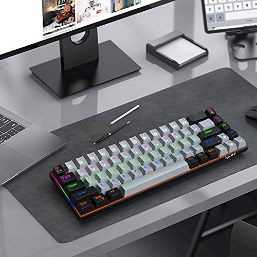 Charella 68 Key Mechanical Keyboard Type-C Wired RGB Led Backlit Blue/Red Axis Gaming Mech Keyboard WV9