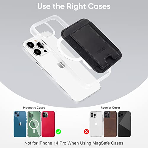 Miroddi Magnetic Card Wallet Holder with MagSafe for iPhone 14/13/12 Series, Capacity up to 6 Cards, Vegen Leather Wallet, Magnetic Card Holder, Black