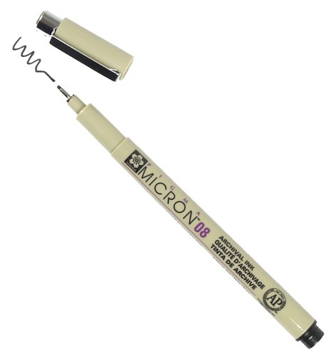 Sakura 30881 Pigma Micron Blister Card 08 Ink Pen, 0.50-mm, Black