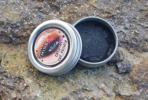 Concrete Minerals Eye Primer, Luxurious Silky-Soft Balm Formula, Longer-Lasting With No Creasing, Black Finish, 100% Vegan and Cruelty Free, Handmade in USA, 10 Grams (Obsidian)