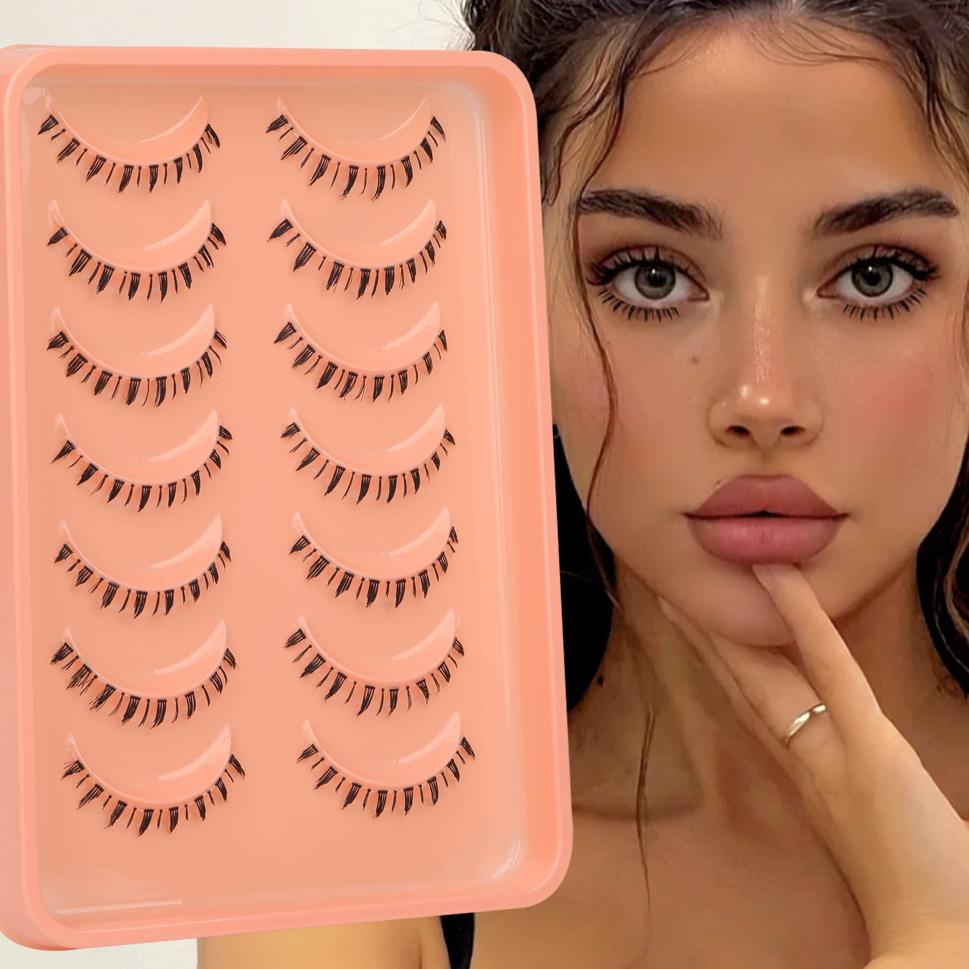 Bottom Lashes Japanese Manga Style Spiky Anime Lower Lashes Clear Band Natural Wispy Handmade Dramatic Bottom Eyelashes Strip Pack by Mavphnee