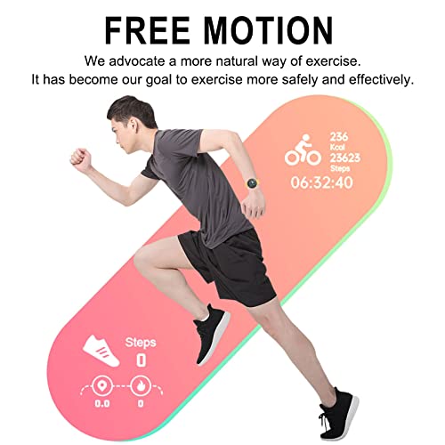 Dyegold Multifunctional Bluetooth Smart Watch with Sleep Fitness,IP65 Waterproof, Message Notification,Heart Rate,Blood Pressure Monitoring,Plug-in Charging 1.44" Full Screen for iOS & Android (Gray)