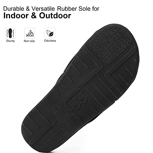 LongBay Men's Comfy Memory Foam Slide Slippers Breathable Mesh Cloth House Shoes (Large / 11-12 D(M) US, Blue)