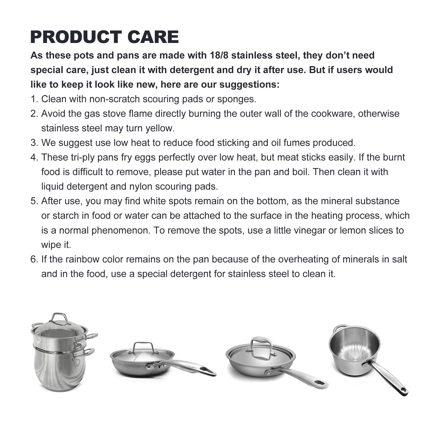 Fortune Candy 8-Inch Fry Pan with Lid, 3-ply Skillet, 18/8 Stainless Steel, Dishwasher Safe, Induction Ready, Silver