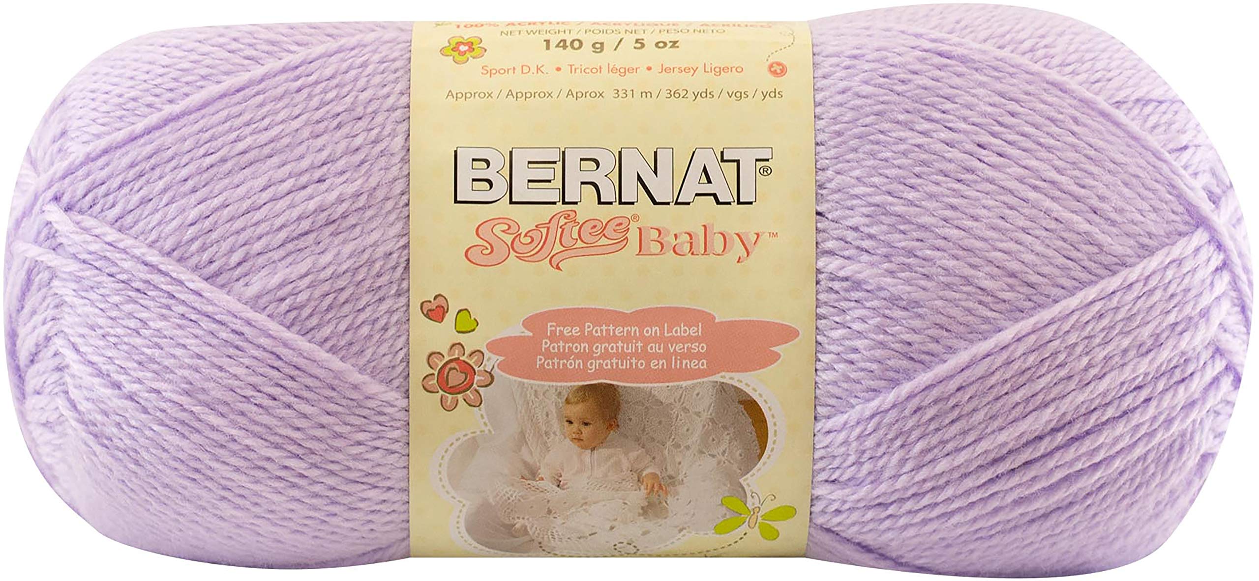 Bernat Softee Baby Yarn3 Pack (3) Light Gauge 100% Acrylic - 5oz - Lilac - Machine Wash & Dry