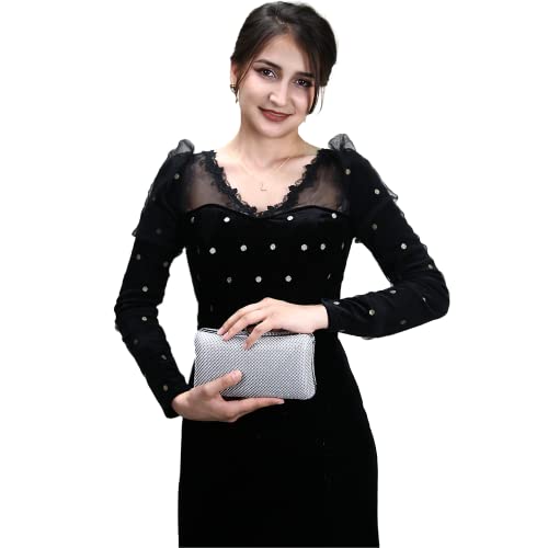 BESTYROCLY Silver Clutch Purses for Women Wedding,Rhinestone Purse Evening Bag Bride Handbag