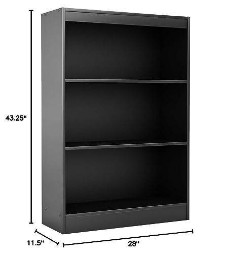 South Shore Axess 3-Shelf Bookcase, Pure Black