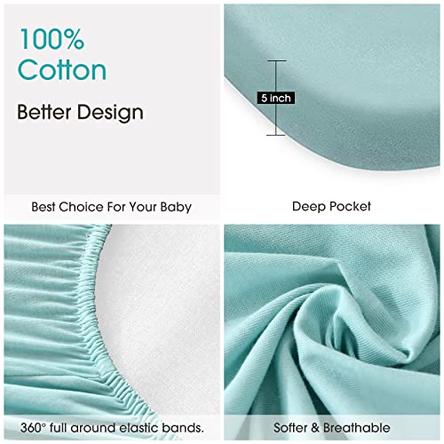 MEILA Bassinet Sheets Compatible with Mika Micky Bedside Sleeper, Mini Crib Sheets for Boy Girl, 100% Jersey Cotton Bassinet Matress Sheet, Ultra Soft, Pack of 2(33"×20")