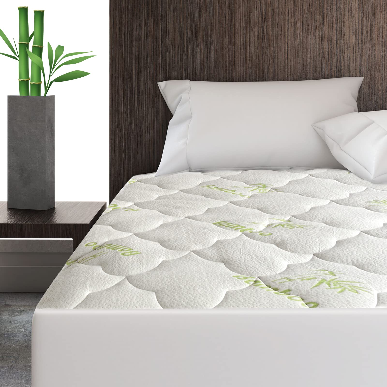 Extra Deep Pocket Queen Fitted Sheets & Mattress Pad Cover, Cooling Quilted Mattress Topper fits 16-24 Inches Deep Mattresses