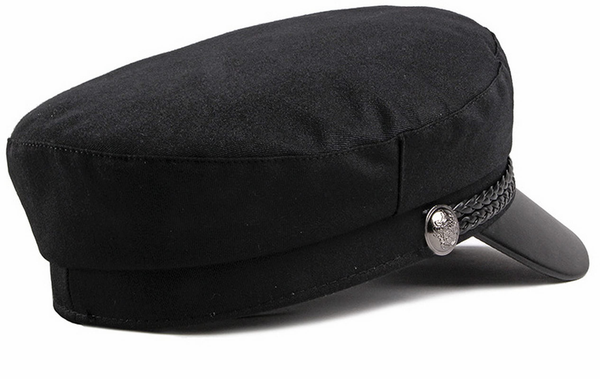 Brcus Men Women Yacht Captain Sailor Hat Newsboy Cabbie Baker Boy Peaked Beret Cap Black