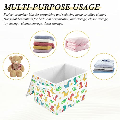 Dinosaurs Storage Bins with Lids for Organizing Lidded Home Storage Bins with Handles Oxford Cloth Storage Cube Box for Room