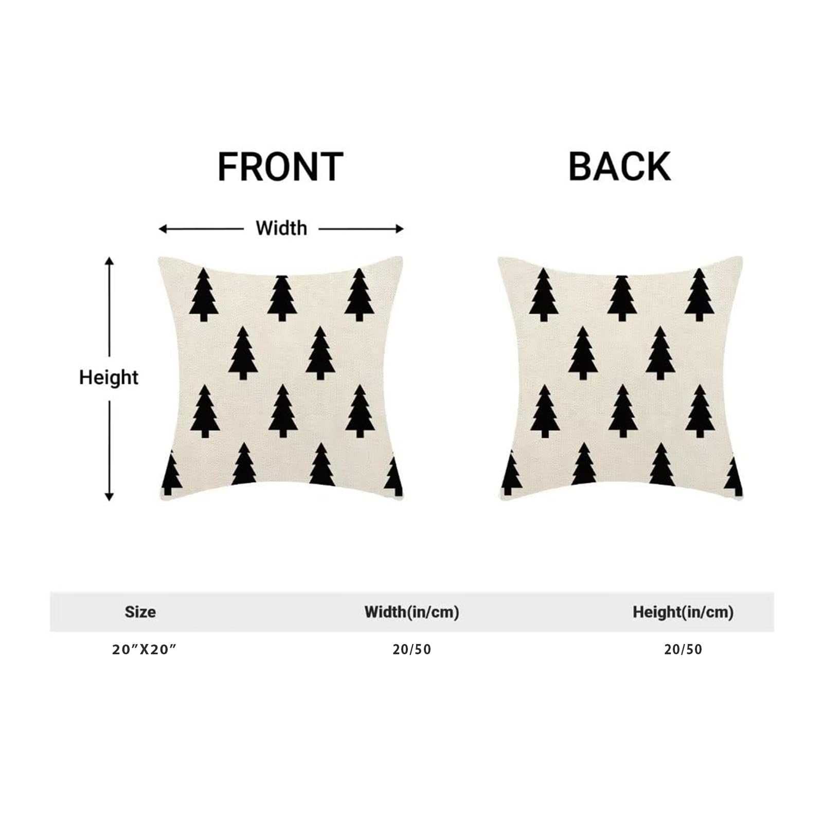 BETGINY Black and White Christmas Pillow Covers 20X20 Inch Pack of 2, Geometric Pattern Christmas Tree Decorative Throw Pillow Linen Winter Xmas Pillow Cases Cushion for Bedroom Home Sofa