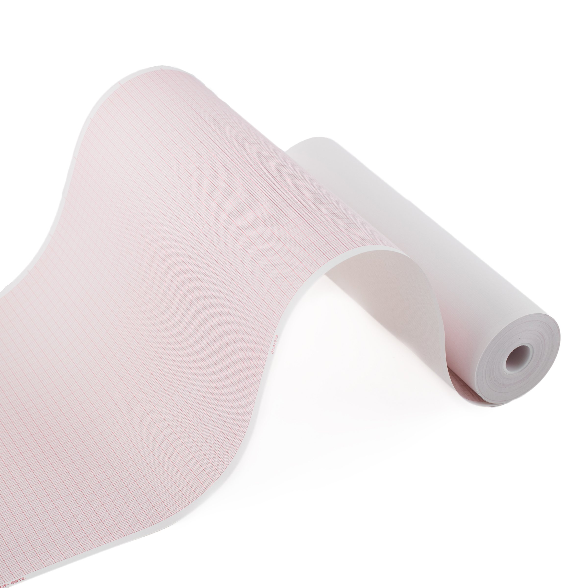 Fukuda Compatible OP69-TE Medical Cardiology Recording Chart Paper, 5 Rolls, Size 210mm x 100', Grid Color Red