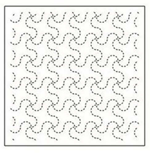 Sashiko Fabric - Pre-Printed Panel - 6 Block Traditional Design Sampler - Indigo Kona Cotton