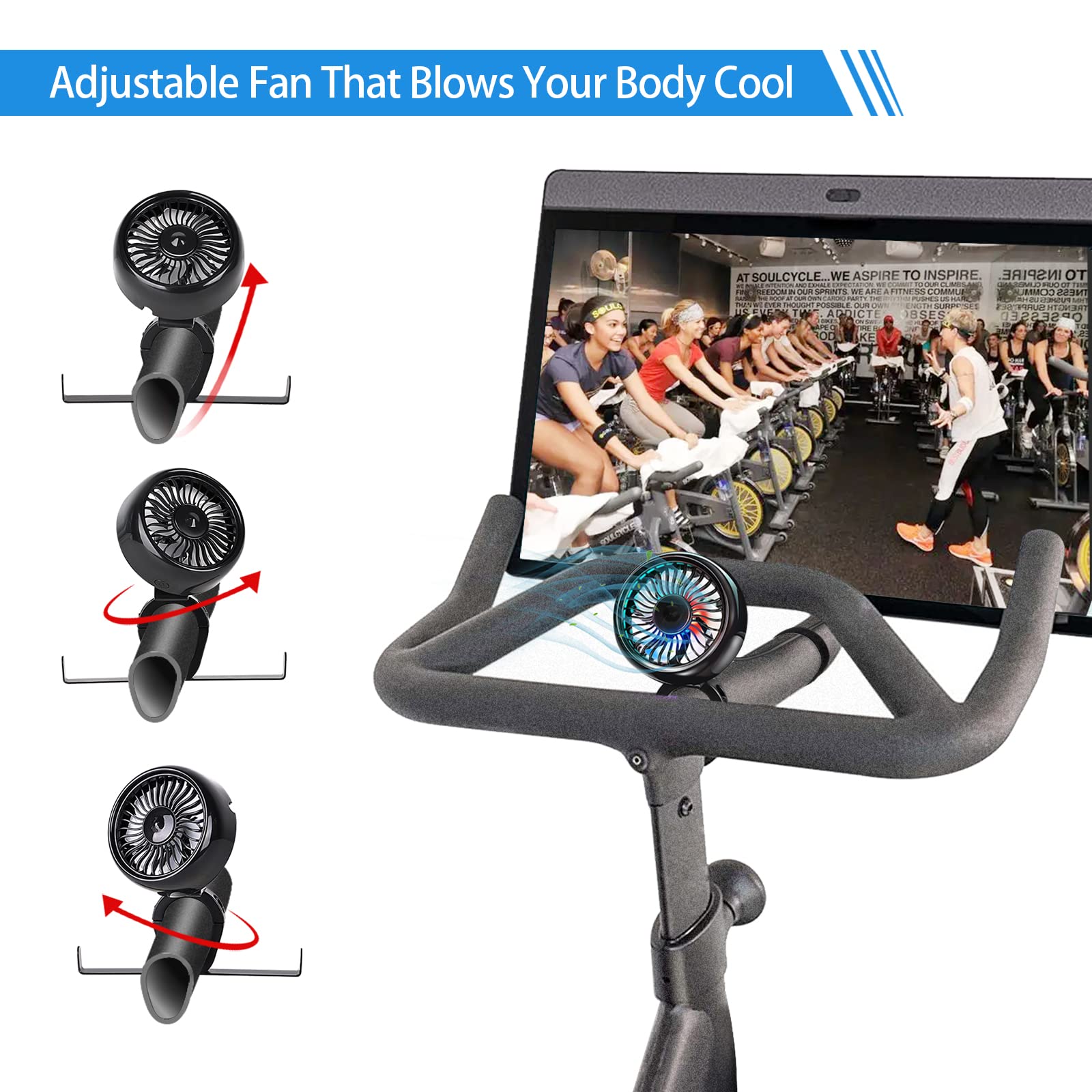 BOALEEN Fan for Peloton Bike Plus - Peloton Fan Attachment with Hook USB Fan Specially Design for Peloton Bike+ - Adjustable Angle and 3 Speed - Keep Cool When You Ride