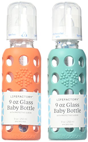 Lifefactory Glass Baby Bottles Kale and Papaya 9oz 2pk