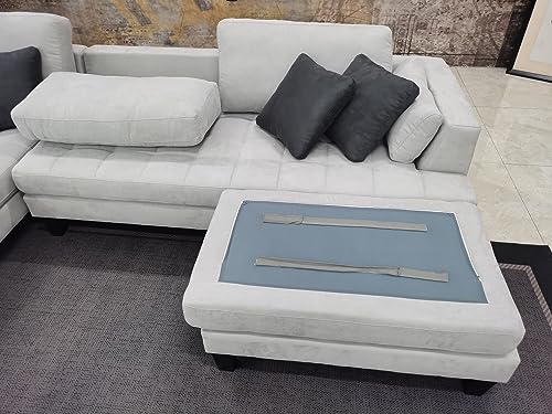 Stendmar 3pc 120" Contemporary Grey Microfiber Sofa Couch Sectional Sofa Chaise Ottoman S168RG