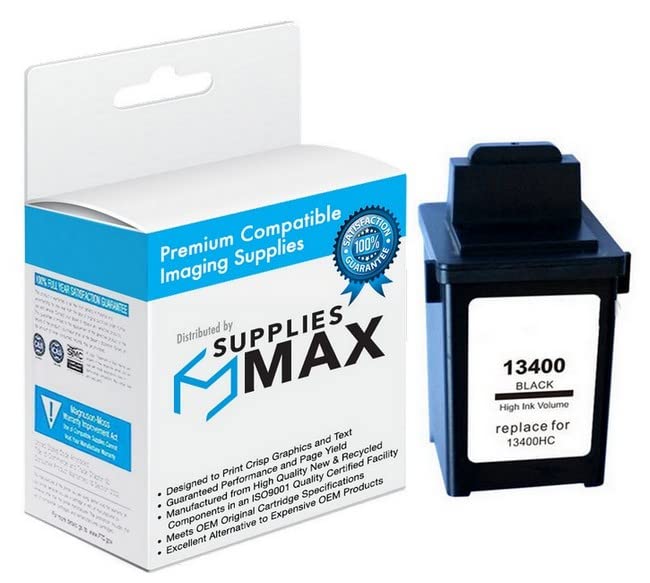 SuppliesMAX Remanufactured Replacement for Lexmark Color Jetprinter 1000/1100/2050/2055/3000 Black Inkjet (600 Page Yield) (13400HC)