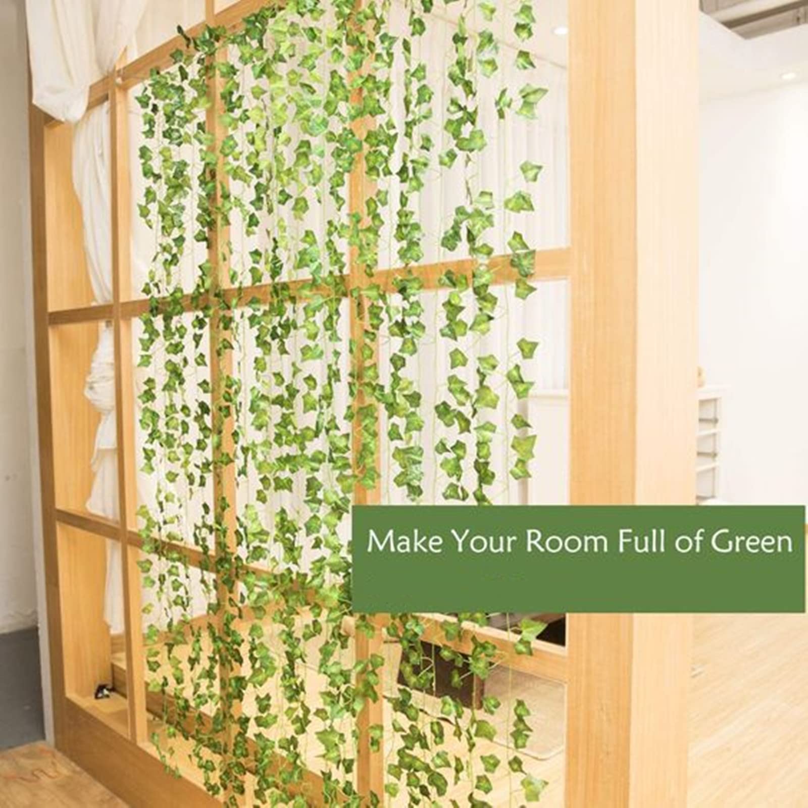 SHINILY 84Ft 12 Strands Artificial Ivy Fake Vines, Greenery Leaves Ivy Garland Artificial Hanging Plants for Home Kitchen Garden Wedding Party Wall Room Decor