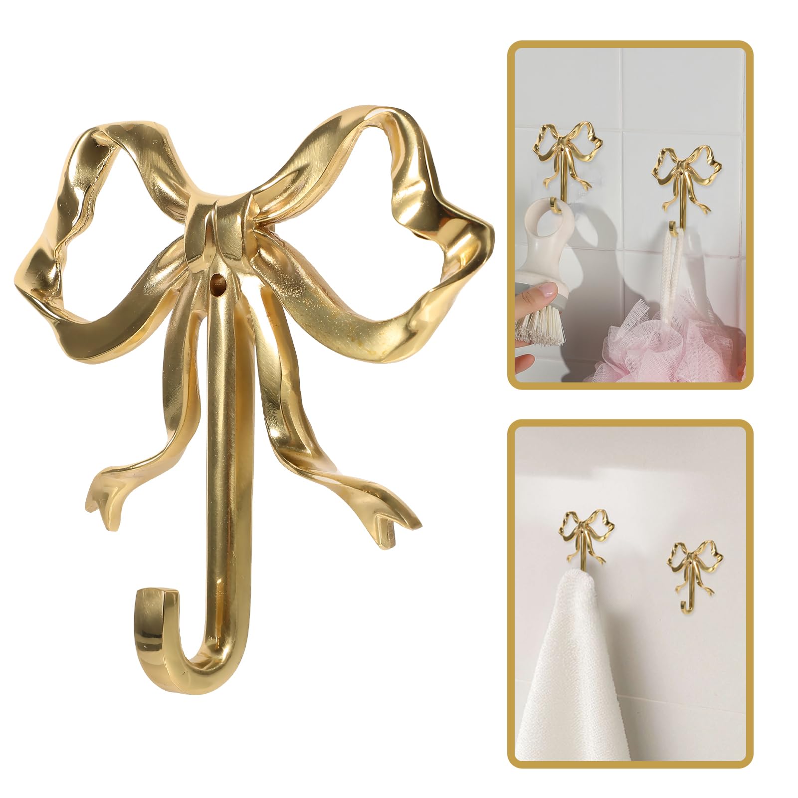 Ciieeo Bow Hook Door Hanger Wall Hanging Coat Hook Sticky Wall Hooks Wall Peg Hook Decorative Bowknot Hooks Bowknot-Design Hook