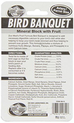 Zoo Med Mineral Blocks with Fruit Banquet Bird Food, 5-Ounce (3 Pack)