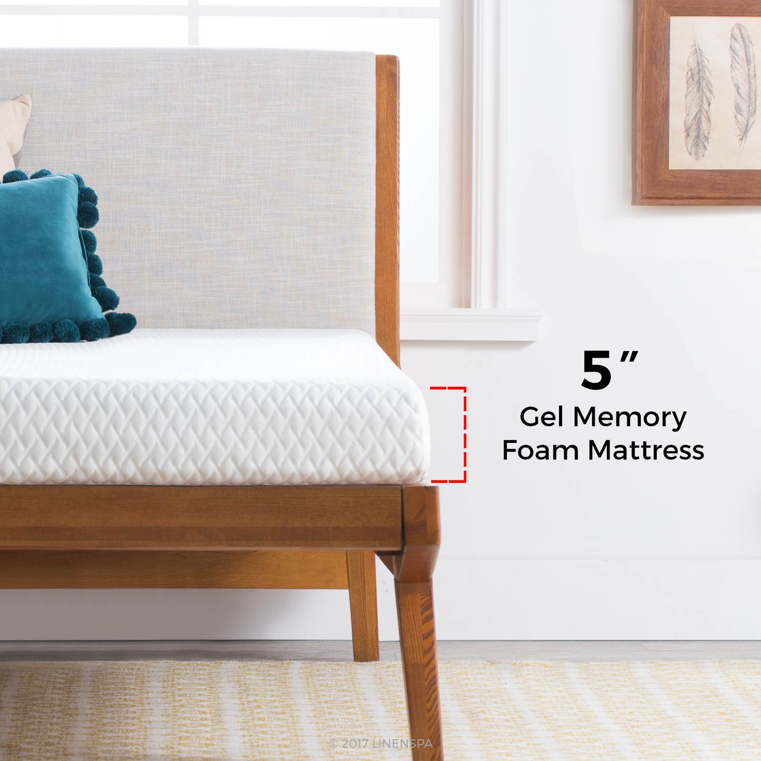 Linenspa 5 Inch Gel Memory Foam Mattress , Firm Mattress, Low Profile Bed Queen 5 Inch Mattress