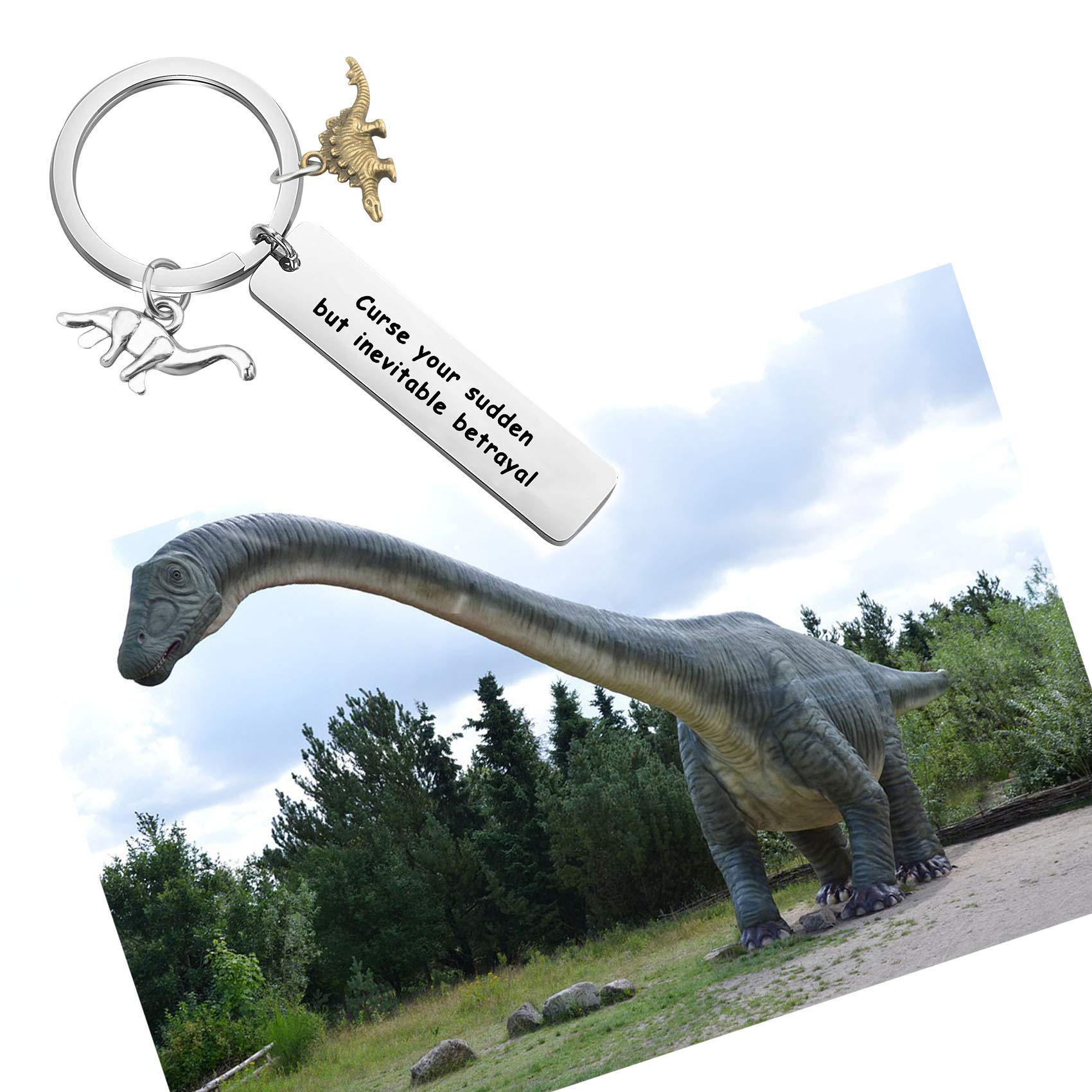 bobauna Curse Your Sudden But Inevitable Betrayal Inspired keychain With Dinosaur Charm Travel Dinosaur Lover Gift (inevitable betrayal dinsour keychain)