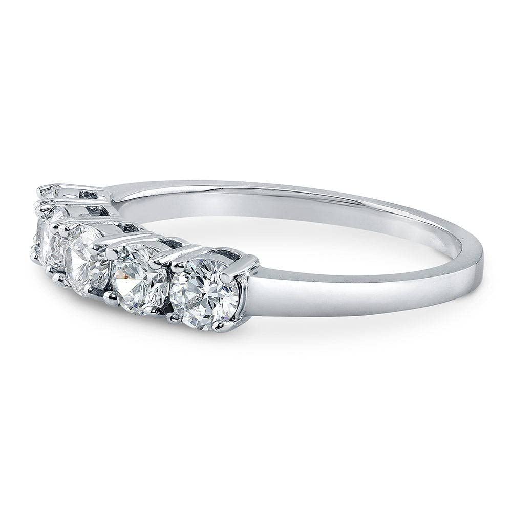 BERRICLE Sterling Silver 5-Stone Cubic Zirconia CZ Fashion Ring for Women, Rhodium Plated Size 6.5