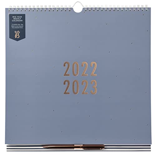 Busy B Mid Year Weekly Family Calendar August 2022 - August 2023 - Periwinkle. Meal Planner, Tear-Off Lists, Pocket and Pen (4087AMZ)