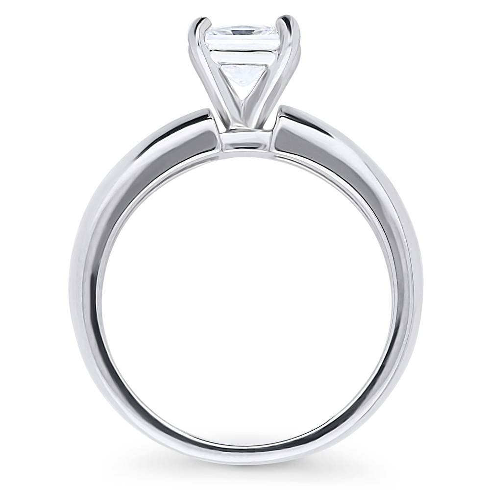 BERRICLE Sterling Silver Solitaire Wedding Engagement Rings 1.2 Carat Princess Cut Cubic Zirconia CZ Ring for Women, Rhodium Plated Size 4