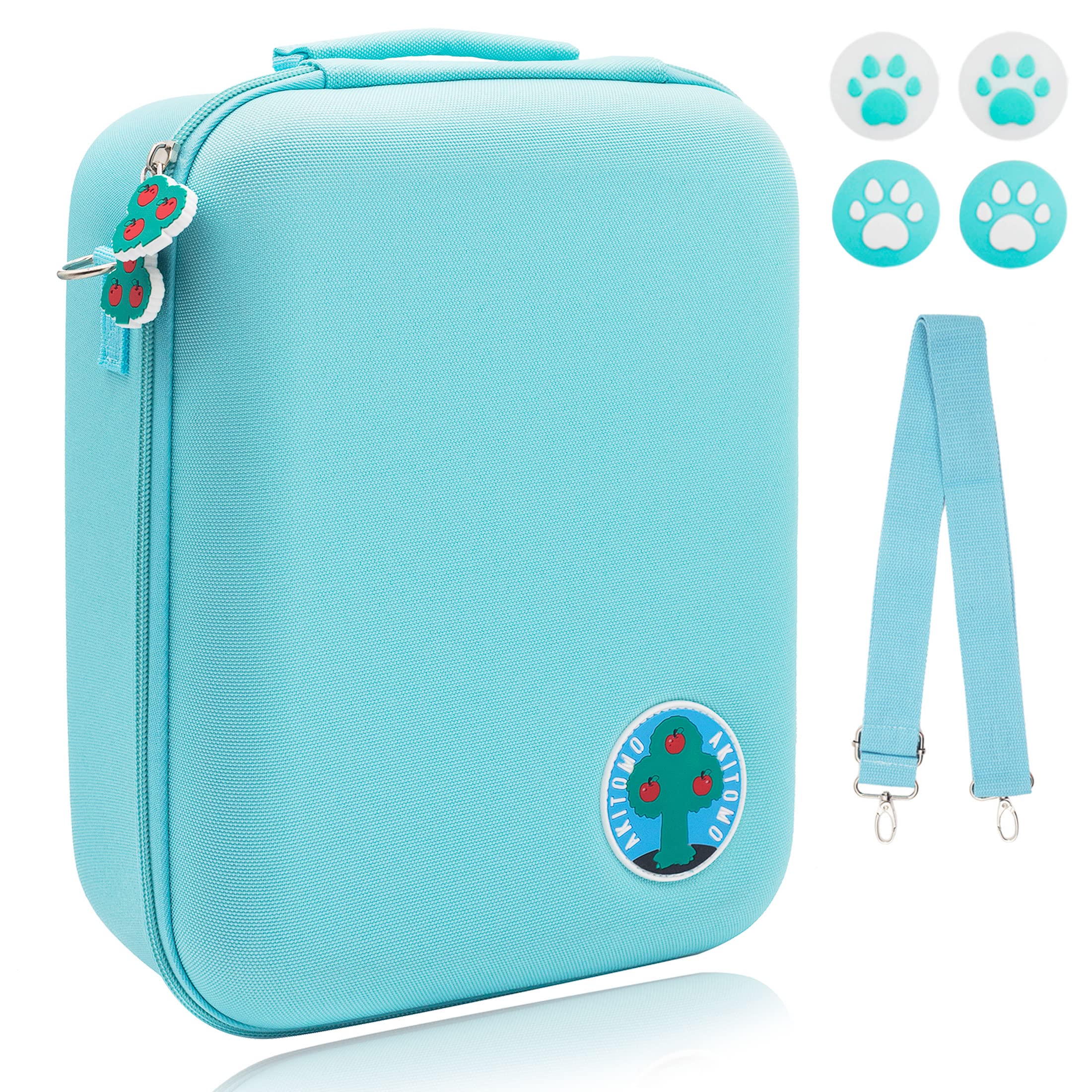 BRHE Cute Travel Carrying Storage Case for Nintendo Switch/Switch OLED Model Large Hard Portable Bundle Console Accessories Kit with Glass Screen Protector and Thumb Caps (Blue)