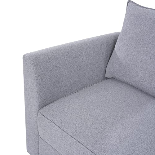 Elizabeth Modular 4 Piece Sofa for Living Room with Extendable Design & Soft Comfortable Seating β Linen Modern sofa couch with Sturdy Wooden Frame, Ideal for Small Spaces, Easy Assembly, Gray