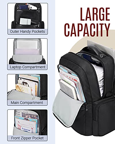 LIGHT FLIGHT Work Backpack Men, 17.3 Inch Business Smart Backpack, Water Resistant Laptop Backpack with USB Charging hole, Black