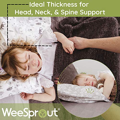 WeeSprout Mini Toddler Pillow for Kids Sleeping - Organic Cotton Shell & Pillowcase with Soft & Supportive Polyfiber Filling – Good for Travel, Machine Washable, 18 x 13 x 3, Safari