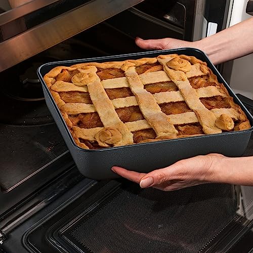 E-far 8x8 Inch Square Baking Pan with Lid Set, Nonstick Square Cake Pans Metal Bakeware for Oven Cooking Lasagna Brownies, Stainless Steel Core & Easy Release, 4 Pieces(2 Pans+2 Covers)