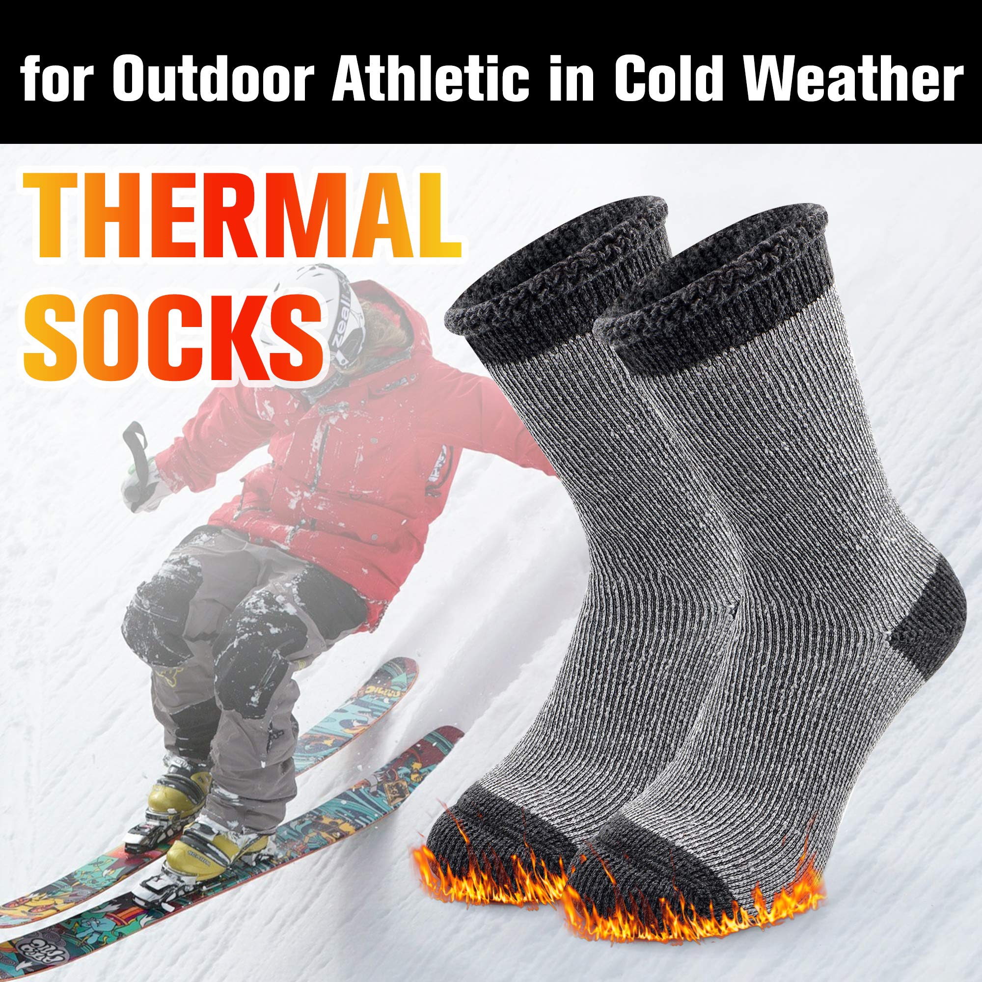 Busy Socks Winter Warm Thermal Socks for Men Women Extra Thick Insulated Heated Crew Boot Socks for Extreme Cold Weather, Medium, 1 Pair Dark Grey