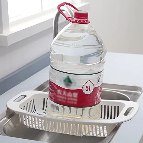 Creahappy 14inch Extendable Over the Sink Colander Strainer Basket Adjustable Strainer Sink Washing Basket Collapsible Colander Fruit Vegetable Strainer Drainer Basket for Kitchen Sink