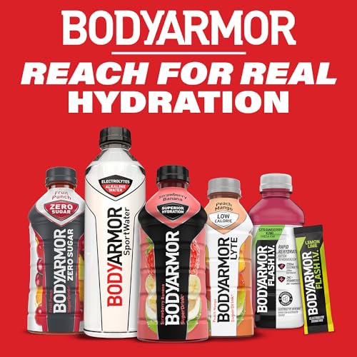 BODYARMOR Flash I.V. Electrolyte Beverage, Strawberry Kiwi, 20 Fl Oz (Pack of 12)