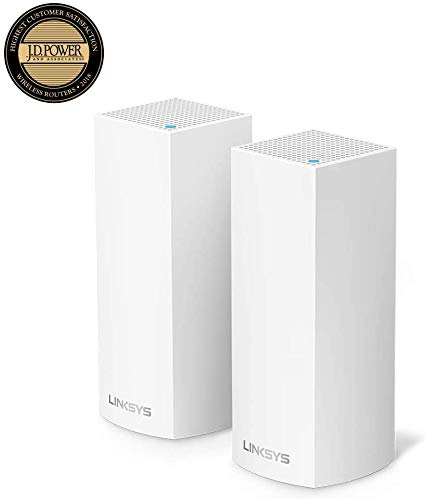 Linksys Velop Mesh Home WiFi System, 4,000 Sq. ft Coverage, 40+ Devices, Speeds up to (AC2200) 2.2Gbps - WHW0302