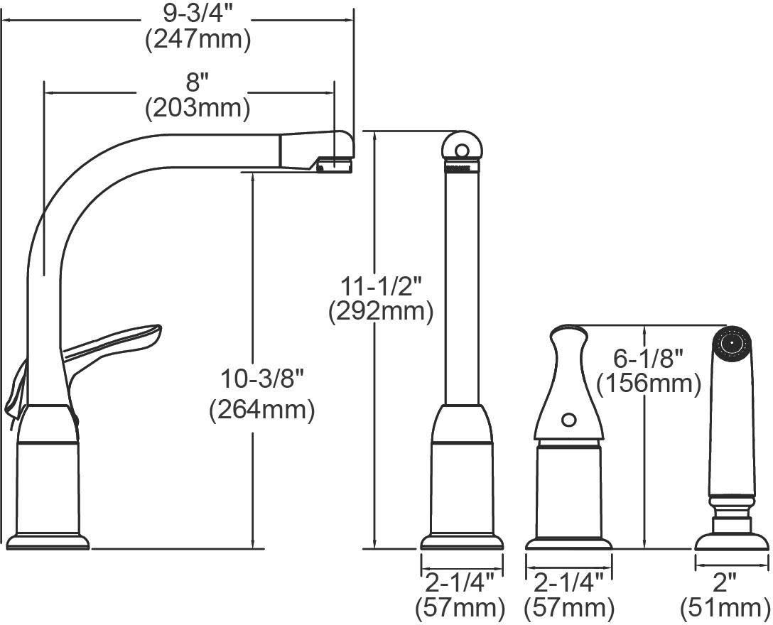 Elkay Everyday LK3001CR Deck Mount Kitchen Faucet with Remote Lever Handle and Side Spray, Chrome