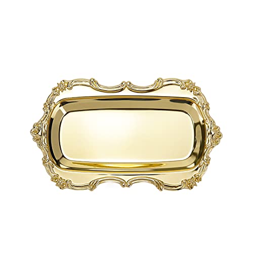 KUMGROT Fancy Serving Tray Tea Coffee Serving Tray Vintage Jewelry Organizer Elegant Dessert Platter Candy Table Supplies for Birthday Party Wedding Gold