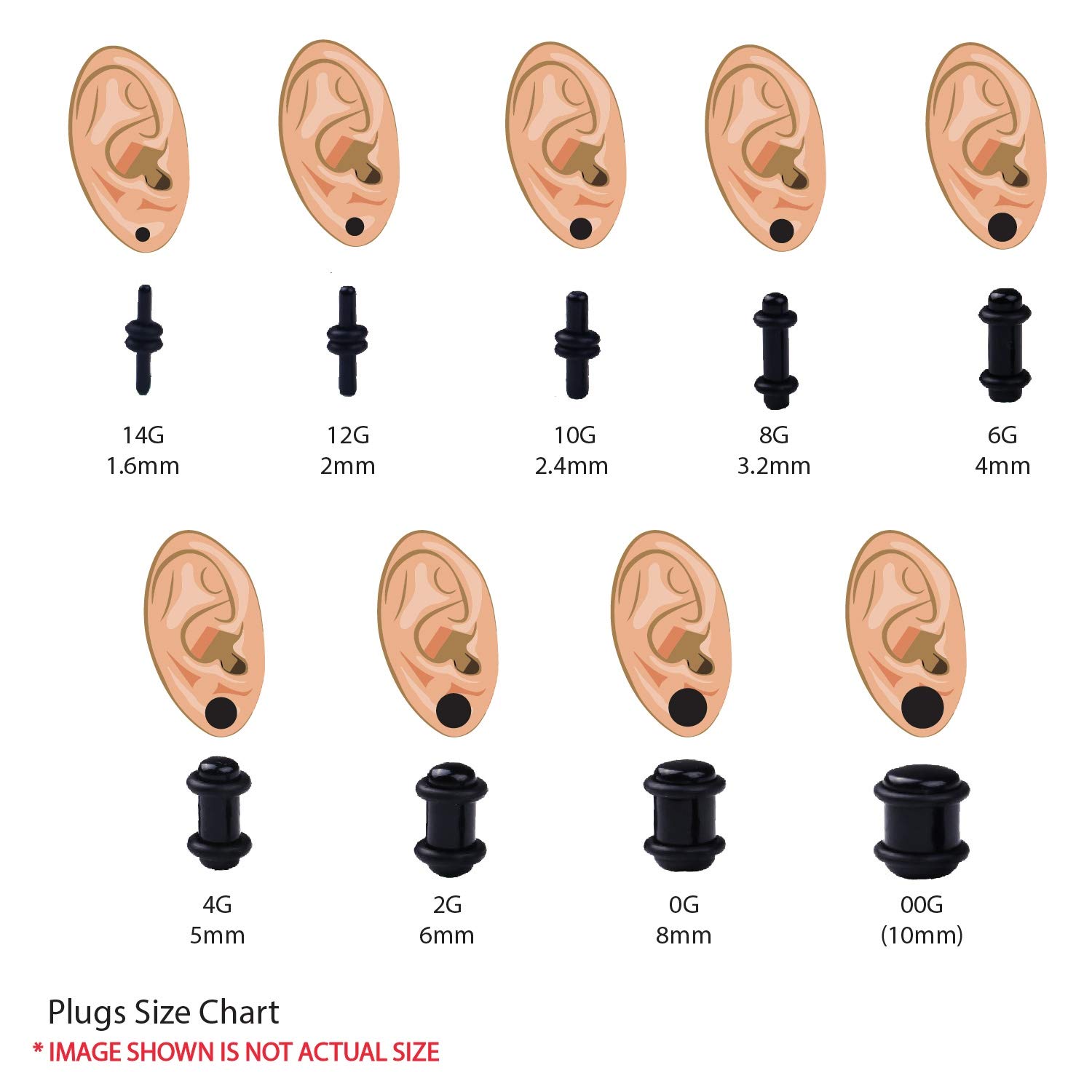 BodyJ4You 18PC Plug Kit Ear Stretching Gauges 14G-00G Brown Acrylic Expander Jewelry Set