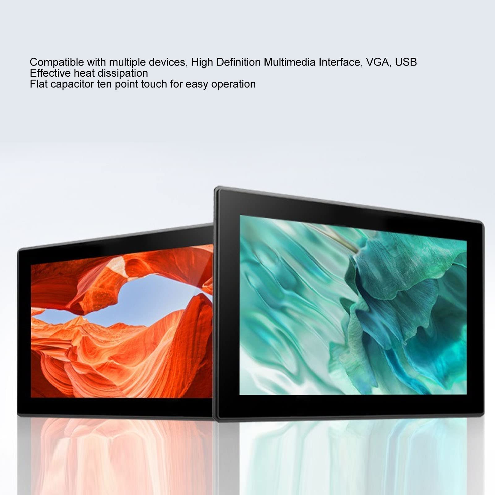DAUERHAFT Touchscreen Monitor, 10.1 Inch IPS Monitor 100-240V Strong Heat Dissipation IPS Wide View Technology for Home(#1)