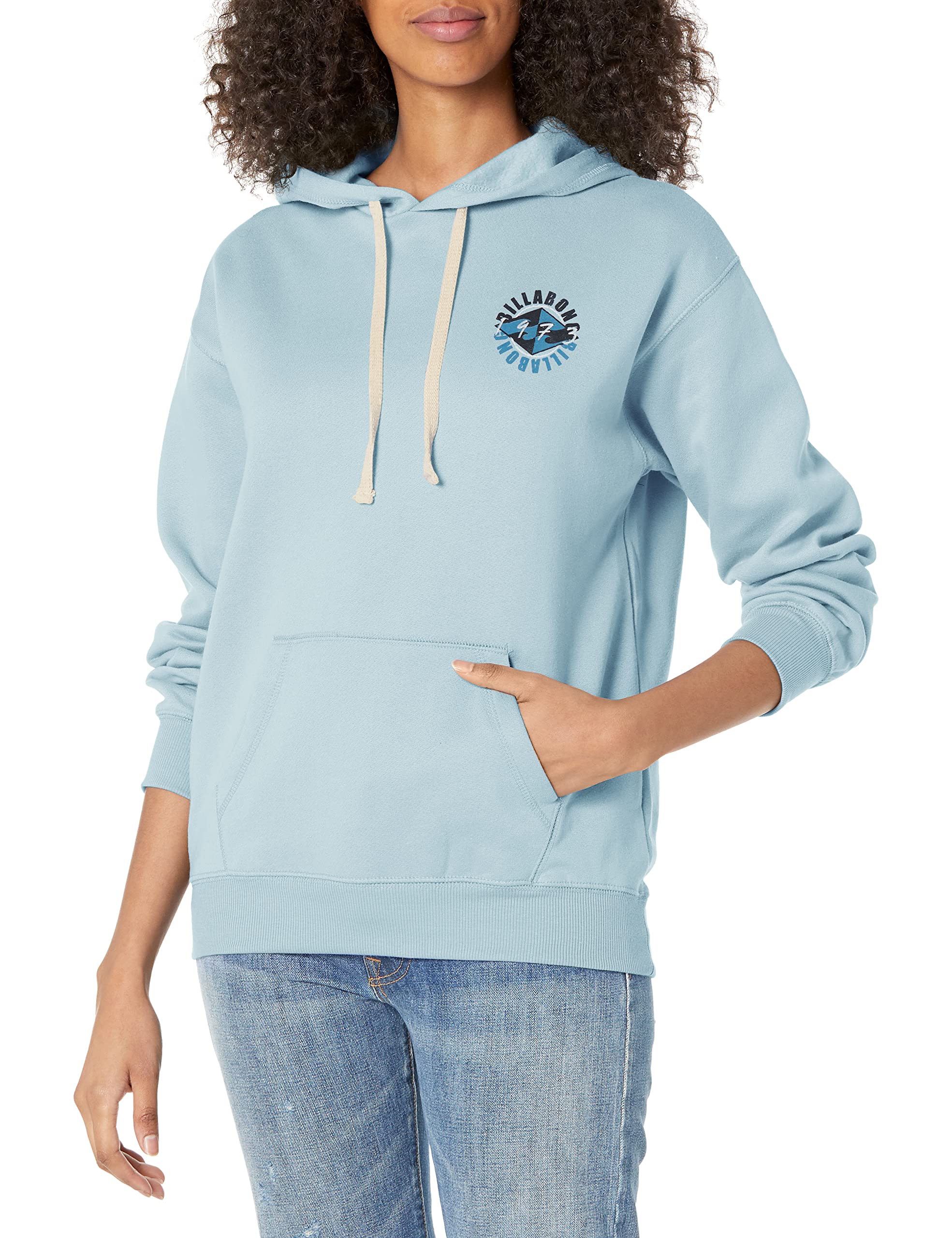 Billabong Women's Graphic Pullover Sweatshirt Fleece Hoodie, Pale Pink Off The Beach, Large